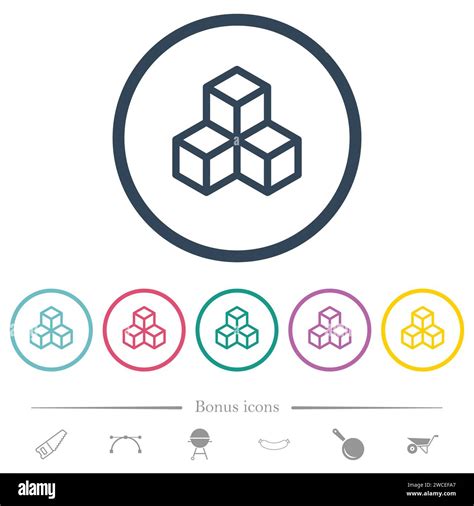 Blockchain Outline Flat Color Icons In Round Outlines 6 Bonus Icons