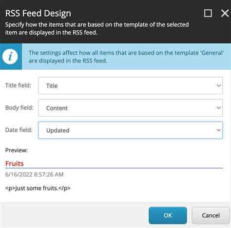 setting up rss feeds sitecore documentation