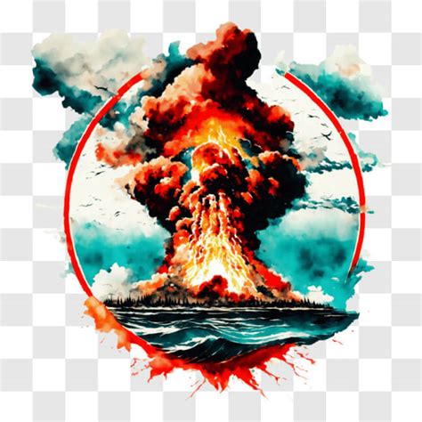 Download Exploding Volcano In The Middle Of The Ocean Pngs Online Creative Fabrica