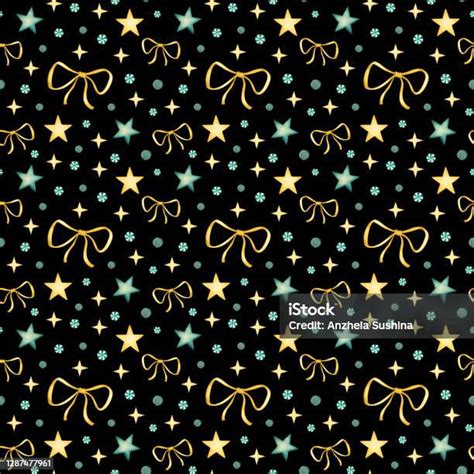 수채화 전통적인 크리스마스 녹색 노란색 축제 요소와 원활한 패턴 홀리 잎 리본 별 홀리데이 핸드 그린 배경 디자인 0명에 대한