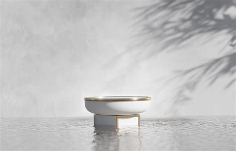 3d 연단 금색의 흰색 디스플레이 공백 흰색 배경을 복사합니다 화장품 또는 미용 제품 홍보 모형 물 위의 고급 스텝 받침대 트렌디한 미니멀리스트 배너 광고 3d 렌더링