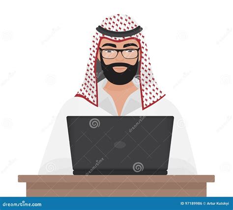 Arab Man Programmer Holding Wrench Developer Optimizes Software Engineering Coding Programming
