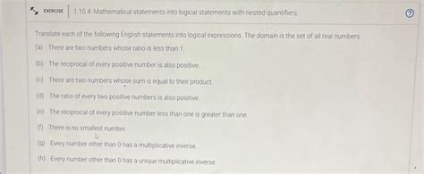 Solved Translate Each Of The Following English Statements