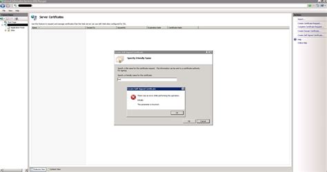 Windows Iis Self Signed Certificate Trouble The Parameter Is