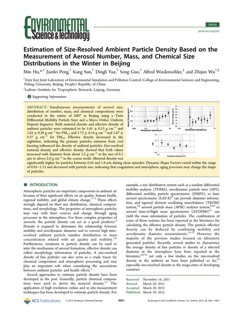 pdf estimation of size resolved ambient particle density based on the