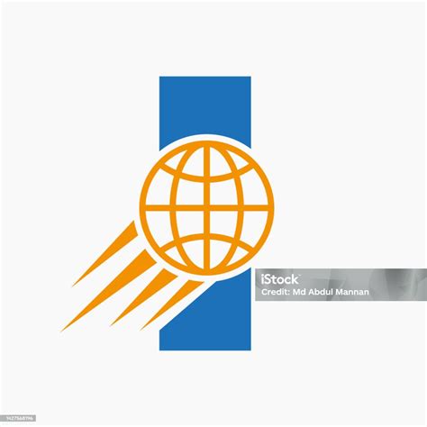 편지 I 글로벌 로고 개념 움직이는 세계 아이콘 글로벌 로고타입 심볼 벡터 템플릿 로고에 대한 스톡 벡터 아트 및 기타 이미지 로고 알파벳 I 지구본 Istock