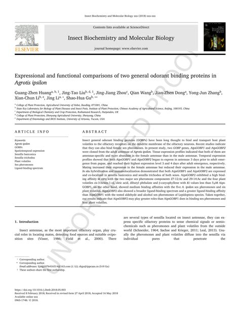 Pdf Expressional And Functional Comparisons Of Two General Odorant