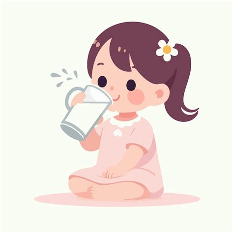 우유를 마시는 아이의 터 이미지 프리미엄 Ai 생성 벡터