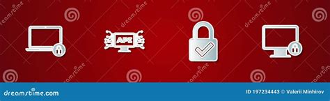 Set Laptop And Lock Computer Api Interface Lock Check Mark And On