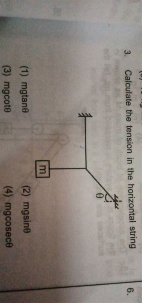 3 calculate the tension in the horizontal string 1 mgtanθ 2 mgsinθ
