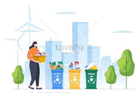 재활용 프로세스 쓰레기 그림 일러스트 무료 다운로드 Lovepik