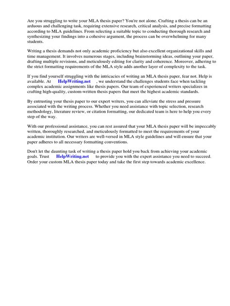 Mla Thesis Paper Template Pdf Citation Thesis