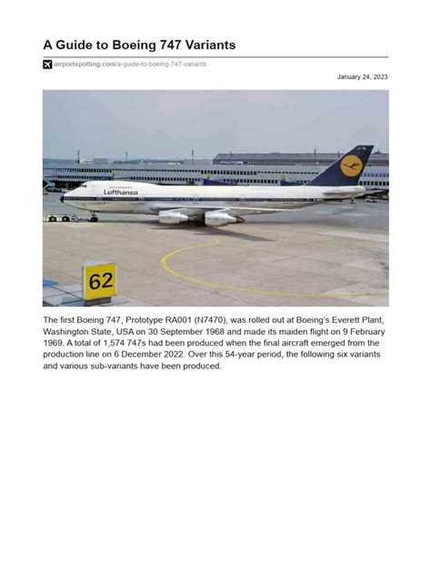 A Guide To Boeing 747 Variants Airport Spotting Pdf Airliner Jet Aircraft