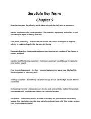 Servsafe Key Terms Docx ServSafe Key Terms Chapter Direction Complete The Following Words