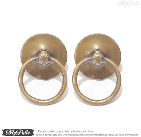 295 2 Pcs Solid Brass Big Round Retro Classic Ring Pull Handle