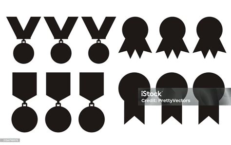수상 실루엣 수상자 메달 격리 세트 컨셉 벡터 평면 그래픽 디자인 일러스트 1에 대한 스톡 벡터 아트 및 기타 이미지 1 1위 경쟁 Istock