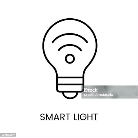 편집 가능한 획이 있는 스마트 전구 라인 아이콘 벡터 조명 제어 앱 스마트 홈 대시보드 및 자동화 인터페이스에 적합합니다 전등에 대한 스톡 벡터 아트 및 기타 이미지