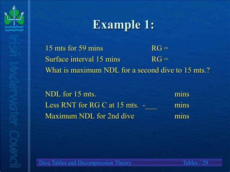 Ppt Dive Tables And Decompression Theory Powerpoint Presentation Id