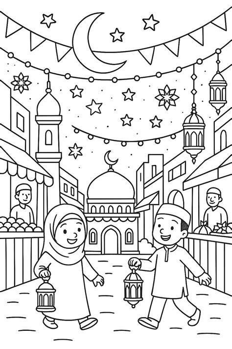 صفحات تلوين عن شهر رمضان للأطفال Ramadan Coloring Pages 2025