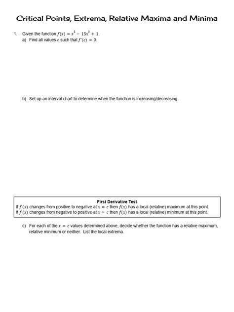 2a Critical Points Extrema Maxima And Minima Pdf