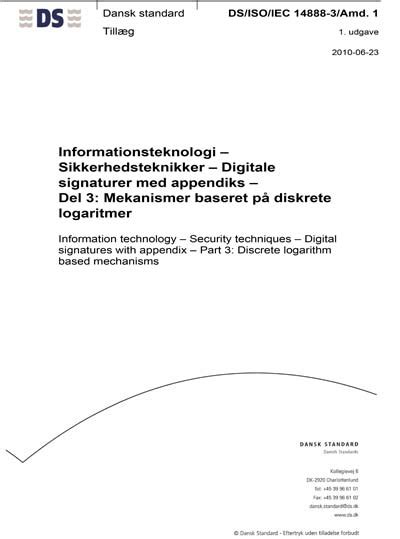 DS ISO IEC Amd Information Technology Security Techniques Digital