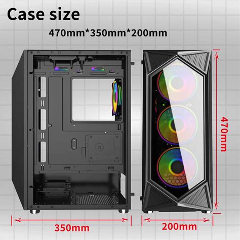 Kinpower Atx Pc 케이스 6 Pcs 120mm Rgb 팬 컴퓨터 게임 케이스 중반 타워 강화 유리