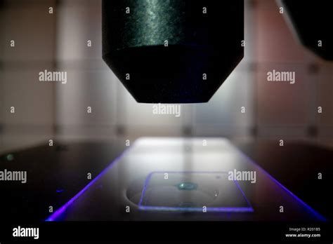 Close Up Microscope Objective And Slide Stock Photo Alamy