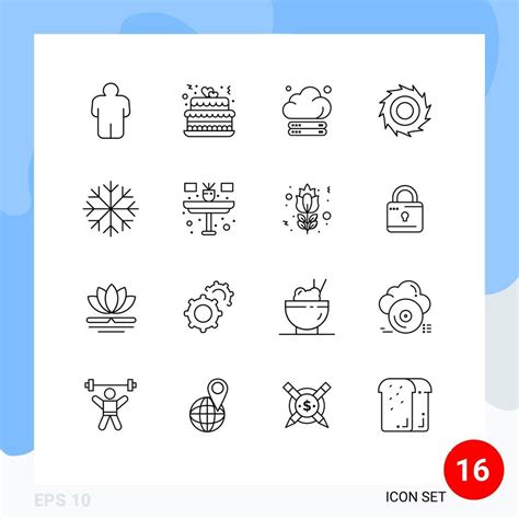 Set Of 16 Vector Outlines On Grid For Desk Snow Server Frost Blades Editable Vector Design