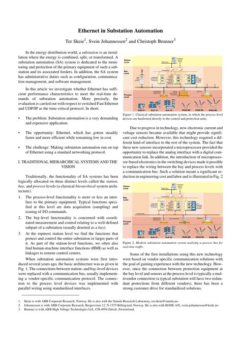 Pdf Ethernet In Substation Automation