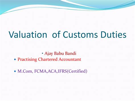Customs Duty Valuation Procedures Pptx