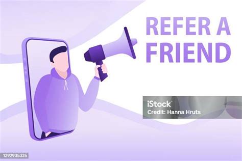 전단지 디자인을 위해 흰색 배경에 메가폰을 들고 있는 친구 남자를 참조하는 템플릿 플랫 스타일로 벡터 그림 진료 소견서에 대한