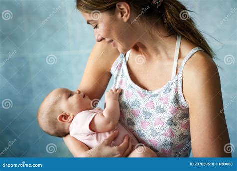 Portrait Happy Mother Playing And Kissing With Her Baby Stock Photo Image Of People Baby