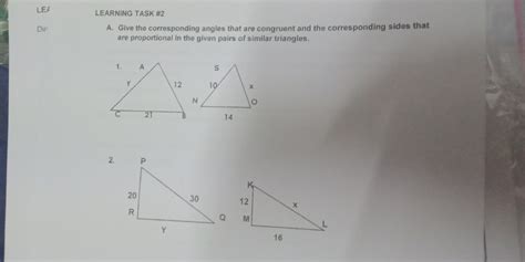 Solved Lea Learning Task 2 Dir A Give The Corresponding Angles That