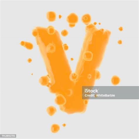 3d 문자 V 대문자 흰색 배경에 고립 된 방울과 오렌지 주스 글꼴 0명에 대한 스톡 사진 및 기타 이미지 0명 3차원 형태 감귤류 과일 Istock
