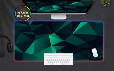 Green Rgb Desk Gaming Mat Large Gaming Mouse Pad With Rgb Led Rgb
