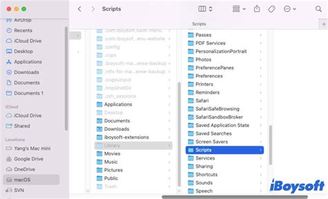 Introducción de Library Application Scripts Folder en Mac