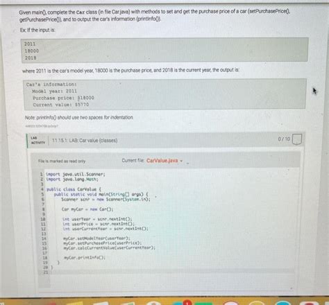 Solved Given Main0 Complete The Car Class In File Car