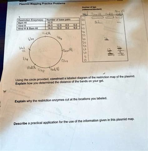 Solved Plasmid Mapping Practice Problema Hunbat Rolorancoletanderd