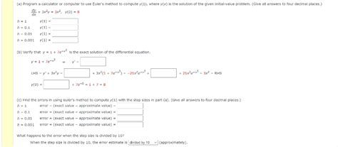 Solved A Program A Calculator Or Computer To Use Eulers