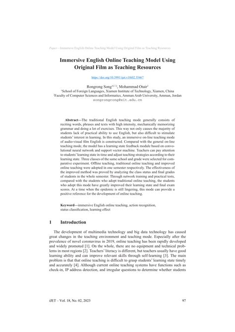 PDF Immersive English Online Teaching Model Using Original Film As Teaching Resources