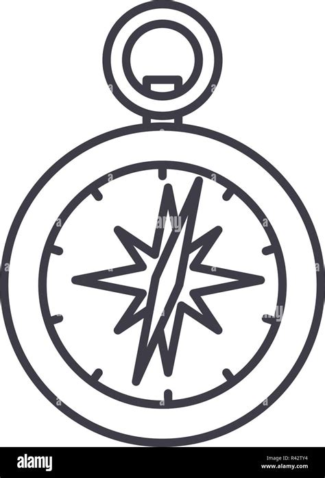 Compass Line Icon Concept Compass Vector Linear Illustration Symbol