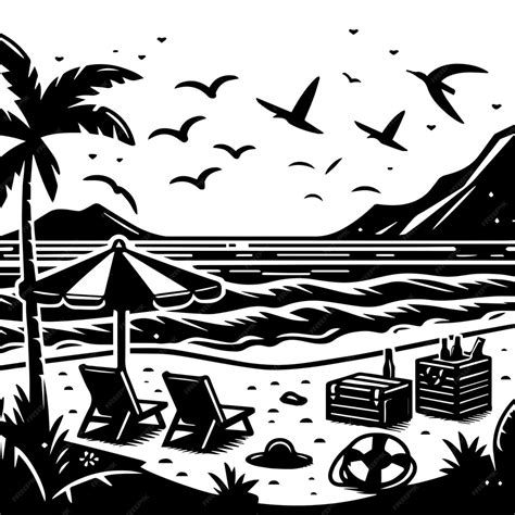 Premium Vector Beach Silhouette Vector Desgin