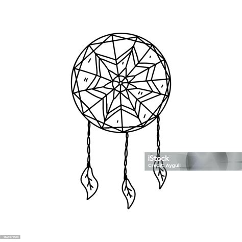 드림 캐처 손으로 그린 낙서 스타일 흰색으로 분리된 벡터 그림입니다 색칠하기 페이지 0명에 대한 스톡 벡터 아트 및 기타 이미지 0명 검은색 그리기 Istock