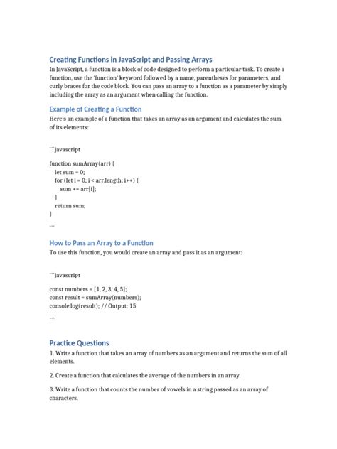 Javascript Functions And Arrays Pdf