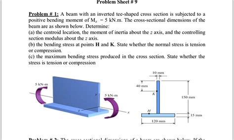 Problem Sheet 9 Problem 1 A Beam With An Inverted Tee Shaped Cross Section Is Subjected To