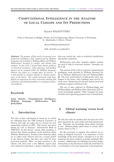 Pdf Computational Intelligence In The Analysis Of Local Climate And Its Predictions