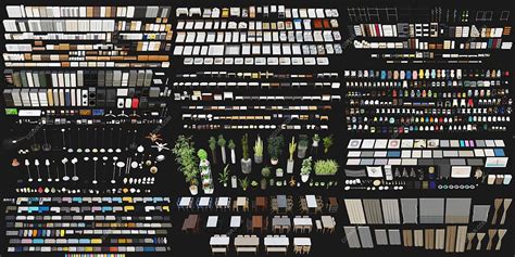 Blender 5003组室内家具桌椅柜子沙发床灯具植物3d模型插件预设（4套全）epic Bundle 5003 Interior Models Kpack Asset