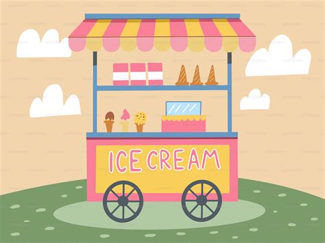 들판에 바퀴가 달린 아이스크림 카트 벡터 Unsplash의 사업 이미지