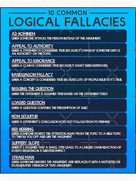 Common Logical Fallacies Chart Art Print For Sale By Jackcurtis1991 Redbubble