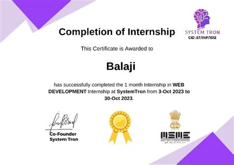 balaji a on linkedin webdevelopment internship systemtron